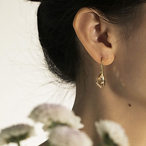 Meow Star Crystal Teardrop Earrings S925 Sterling Silver Dangle Earrings Gold Plated Earrings for Women (Gold)