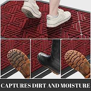 Yimobra Front Door Mat Outside Entrance 72 x 24, Waterproof and Washable Outdoor Mat, Non Slip Rubber Backing, Heavy Duty Welcome Matt for Home Entry Floor Porch Garage Office, Low Profile, Mix Red
