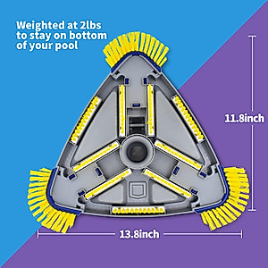 AgiiMan Pool Vacuum Head for Above Ground Pools, Inground Pool Vacuum Head with Swivel Hose Connection and EZ Clip Handle, Clean Corners - Safe for Vinyl Pools, Yellow