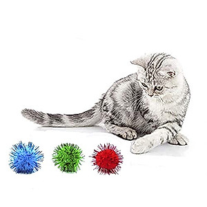 CRMADA Cat Toys Balls Sparkle Pom Pom Fuzzy Balls for Cats 20 Pack