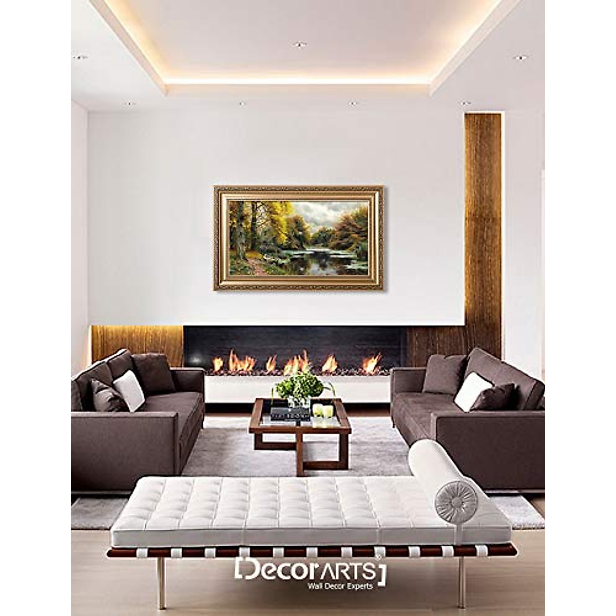 DECORARTS - River Landscape 1903, by Peder Mork Monsted Oil Painting Reproductions. Giclee Print Stretched Framed size: 36x22