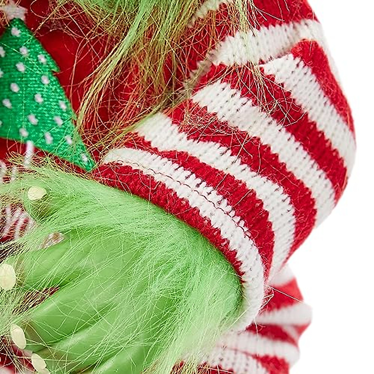 TRURENDI Christmas Doll, 10'' Green Furry Monster Latex Doll with Cute Xmas Clothes, Christmas Doll Gifts Xmas Decor (Red Stripes, 28 * 20 * 20 cm)