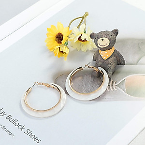 ORAZIO White Acrylic Jewelry Set for Women Statement Boho Resin Earrings Necklace Bracelet