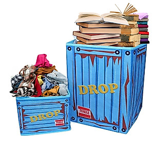Skywin- Fabric LootBox Big, Storage box with Lid 18”x14”x14” Stackable and Foldable Supply Box, Collapsible Box, Durable Drop Box for Gamers, Fun Bright Colors