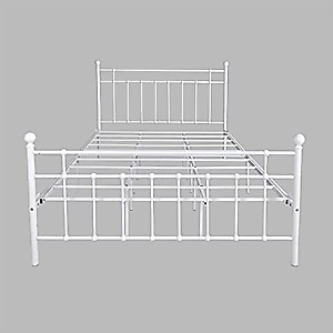 BOFENG Queen Bed Frame with Headboard and Footboard Metal Platform Bed Frame Queen Size Sturdy/No Squeaky Premium Heavy Duty Steel Slabs (Queen, White)