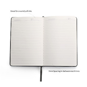 Deziliao Hardcover Notebook Journal 160 Pages, Lined Journal Notebooks for Work, 100Gsm Premium Thick Paper with Pocket, Medium 5.7"x8.4" （Black, Ruled）