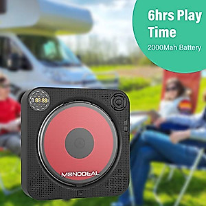 CD Player with Bluetooth, MONODEAL Portable Rechargeable CD Player with Built-in Speakers, Wall CD Player for Home, CD Player for Car and Outdoors (with Remote Control and Built-in FM Radio)