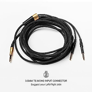 MEZE Audio | 3m Cable for 99 Classics Walnut Gold | 3.5mm Male to Dual TS Mono 3.5mm Male Connector Plug | Kevlar Reinforced Fabric | Oxygen-Free Copper