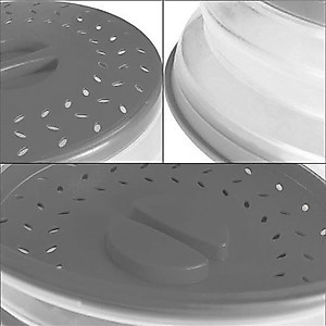 Generic Microwave Splatter Cover Collapsible Microwave Splatter Guard for Food Multi-Purpose Kitchen Gadget for Meal Safe BPA-Free Silicone & Plastic Dishwasher-Safe 2 Pcs 10.5Inch, Red, Grey