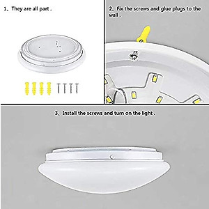 iLett LED 15 Watts Flush Mount Fixture Ceiling Light, Mushroom Shape, Ultra Light Weight, 10.5 inches, 1200lm, 6500K, 85V-265V