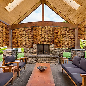 2 Pcs Natural Reed Bamboo Fencing Roll, Bamboo Privacy Screen 3.3 ft x 13.3 ft and 200 Pcs Nylon Black Cable Ties Cord for Garden Balcony Window Indoor Outdoor(Dark Brown)