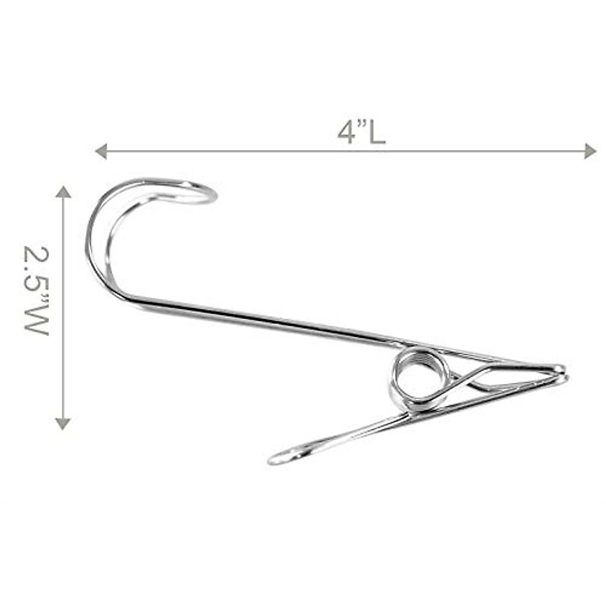 HOME-X Travel Hanging Clothes Pins, Clothes Clips Hooks, Portable Hangers for Clothes, Boot Hooks, Heavy Duty Metal Clips, 5 Pack, 4" L x 2 ½” W x 1" H