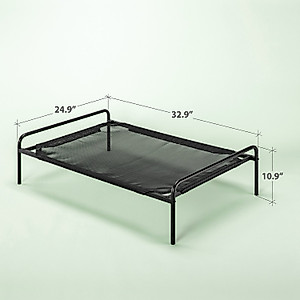 ZINUS Elevated Metal Framed Comfort Pet Bed, Small, Black