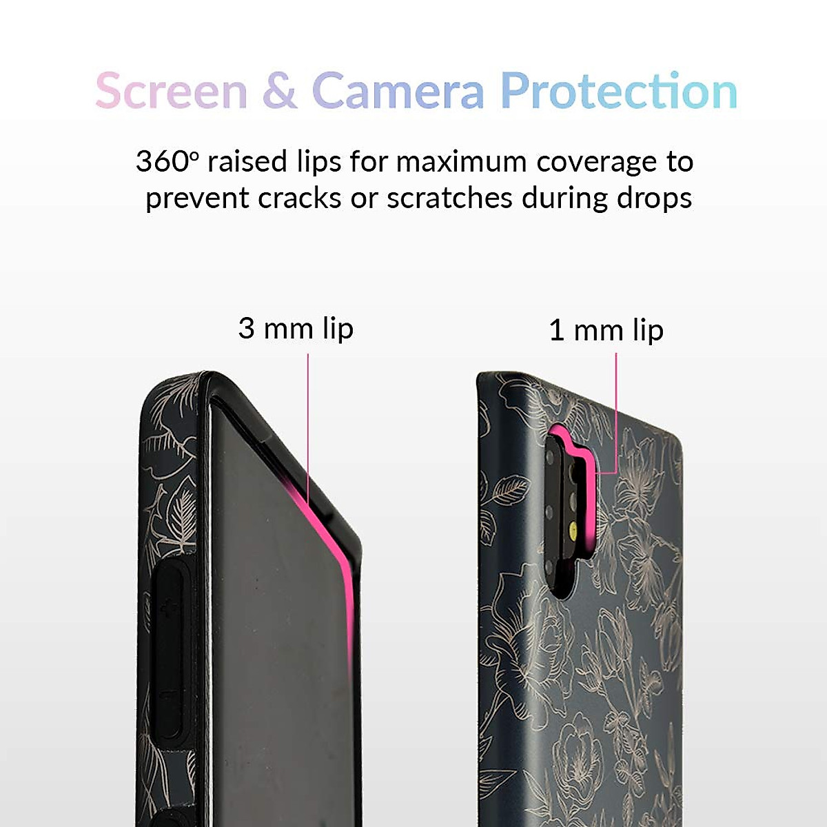 Velvet Caviar for Samsung Galaxy Note 10+ Plus Case Flower Floral - Cute Protective Phone Cases for Women, Girls (Matte Black Rose Gold)