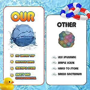 12pack Reusable Water Balloons Quick Fill Silicone Self-Sealing Water Ball, Water Toys for Summer Party Outdoor Pool Garden, 12 Pack