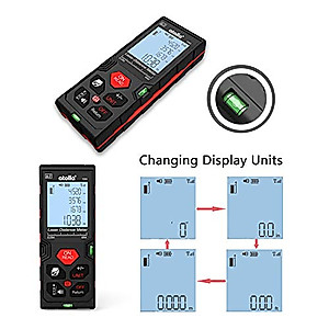 Laser Measure, atolla Laser Distance Meter (196Ft M/In/Ft) up to 60m/±2mm Accuracy with Mute Function, Waterproof IP54, Bubble Level, LCD Backlit for Pythagorean Mode, Measuring Distance, Area, Volume