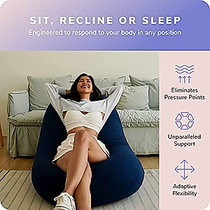 Moon Pod Bean Bag Chairs for Adults, Navy – The Zero-Gravity Beanbag Chair for Stress, Comfort & All Day Deep Relaxation – Ultra Soft Ergonomic Support for Back & Neck – for The Whole Family