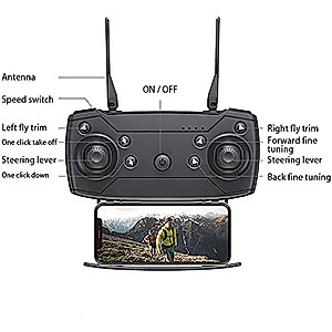 meekiee 2021 Latest Waterproof Professional RC Drone with 4K Camera Rotation,Drone Dual for Kids and Adults, E88 Pro Rotation HD Wide Angle FPV Live Video (A-E88Pro), black