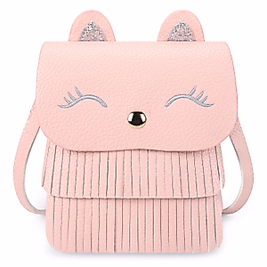 mibasies Kids Purse Gifts for Little Girls Toddler Cat Tassel Crossbody Bag Shoulder Bag