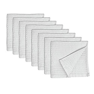 GILDEN TREE Waffle Towel Quick Dry Thin Exfoliating, 8 Pack Washcloths for Face Body, Classic Style (White)