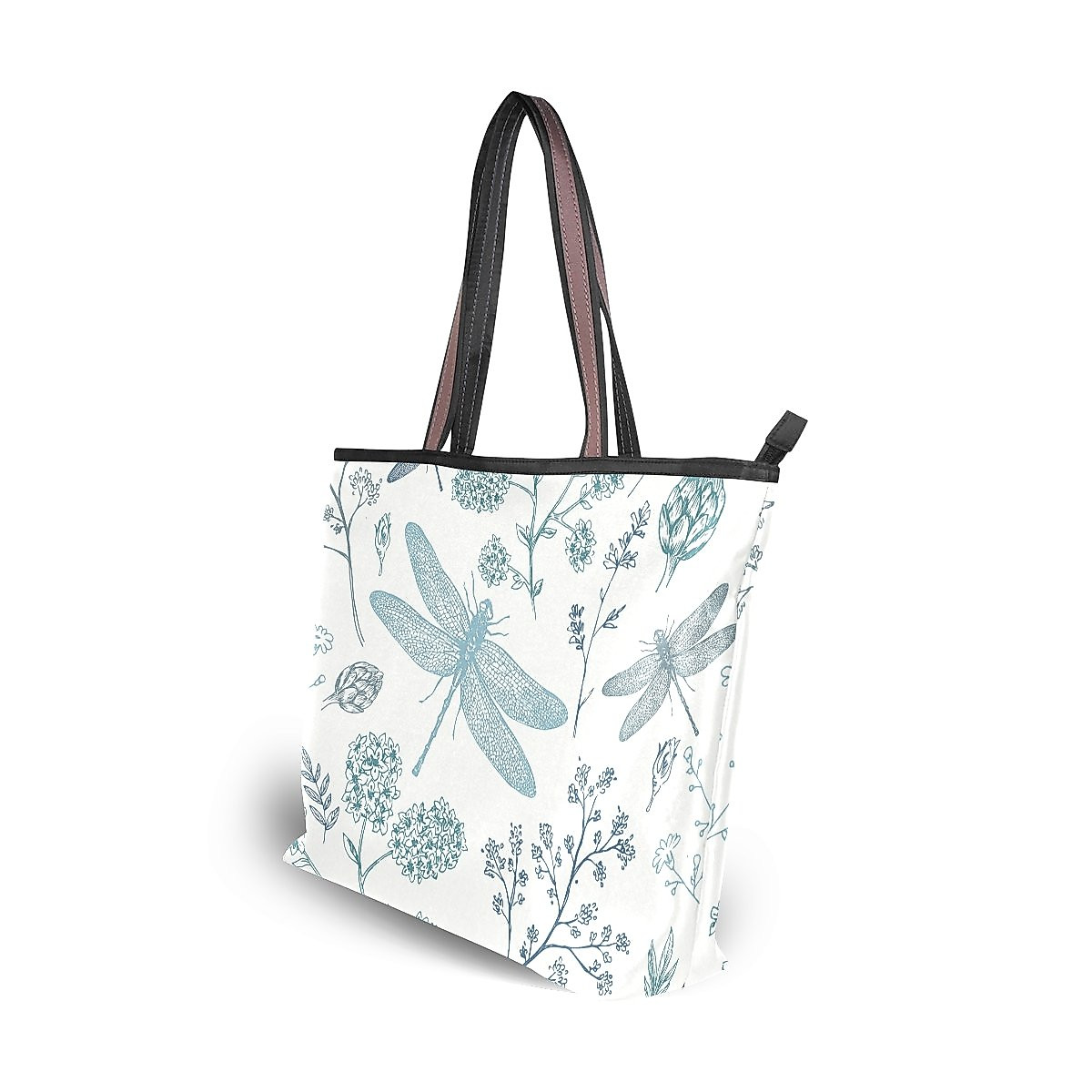 Shoulder Bag Large Beach Travel Tote Bag Blue Dragonfly Printed Handbags