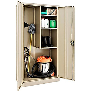 Global Industrial Unassembled Janitorial Cabinet, 36x18x72, Tan