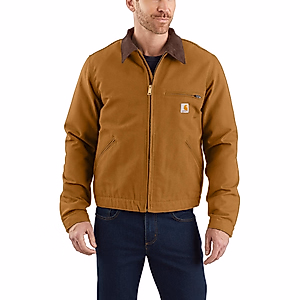 Carhartt mens Relaxed Fit Duck Blanket-lined Detroit Jacket Work Utility Outerwear, Carhartt Brown, Medium US