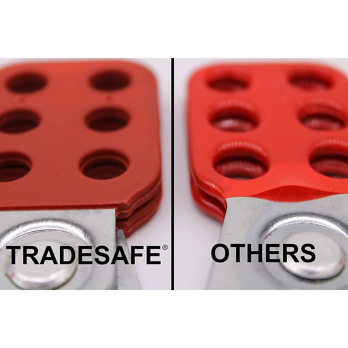 TRADESAFE Lock Out Tag Out Hasp - 1 inch Jaw Diameter Stainless Steel Lockout Hasp, Nylon Handle, Tamper-Proof and Impact-Resistant Loto Hasp, 6 Pack