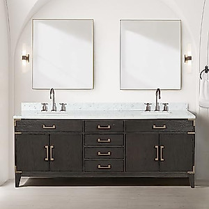 Bell+Modern Harbor 84 in W x 22 in D Black Oak Double Bath Vanity and Carrara Marble Top