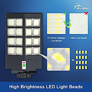 WYWNA 1000W Solar Street Lights Outdoor Waterproof Street Lights Solar Powered 100000LM Dusk to Dawn Remote Control Motion Sensor Solar Parking Lot Lights for Stadium/Garden Yard (2 Packs)