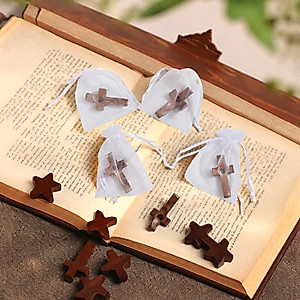 Handmade 3Pcs Pocket Cross My Heart with Organza Bags - Stress Relief Fidget Toy for Christian, Pocket Prayer Cross, Religious Easter Day Gift Set