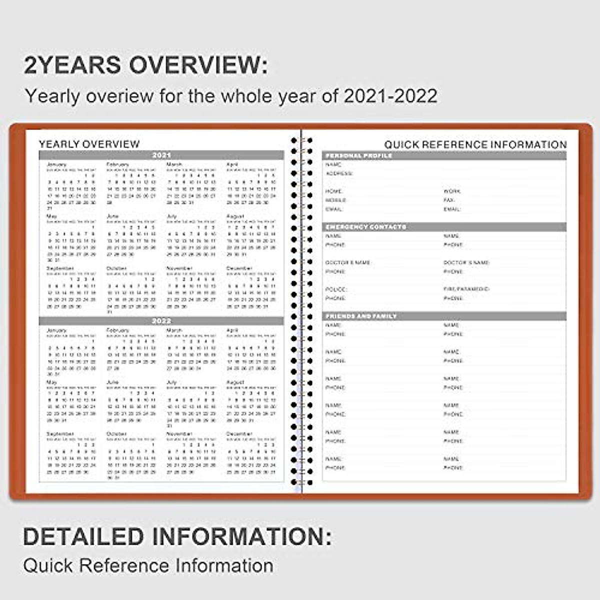 2021-2022 Weekly Appointment Book/Planner - 53 Weeks Daily Planner Organizer, 15-Minute Increments, Flexible Cover, Twin-Wire Binding, 8.5" x 10.85"