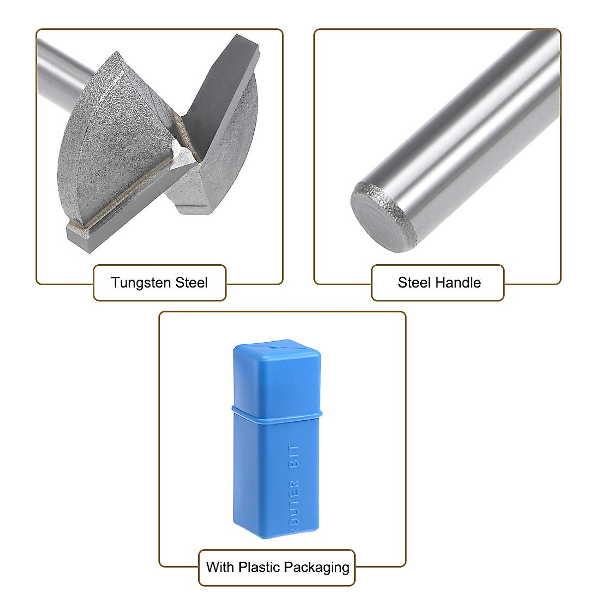 uxcell 150 Degree V-Groove Router Bit 32mm Dia with 6mm Shank, Titanium Steel Tipped V Grooving Bit (Gray)