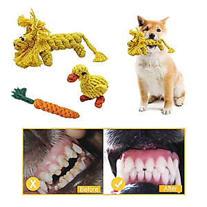 Andiker Dog Chewing Toys - 3PCS Cotton Rope Puppy Teething Cleaning and Training Durable Dog Plush Toys Lion&Carrot&Duck Toy for Boredom and Interactive Biting Rope Dog Chew Toys (Lion&Carrot&Duck)
