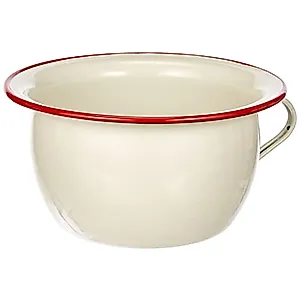 IBILI Chamber Pot 3,5 l of Enamelled Steel in White/red, 24 x 24 x 5 cm