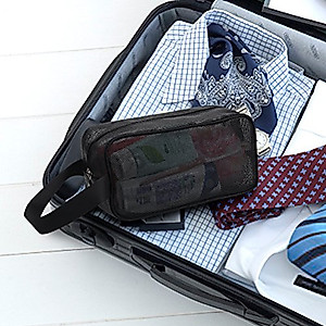 Moyad Mesh Shower Caddy Portable Toiletry Bag Shower Tote College Dorm Room Essentials for Girls Guys Gym Bag Bathroom Shampoo Bags Beach Bag Camping Shower Organizer Hanging Mesh Zipper Bag, Black