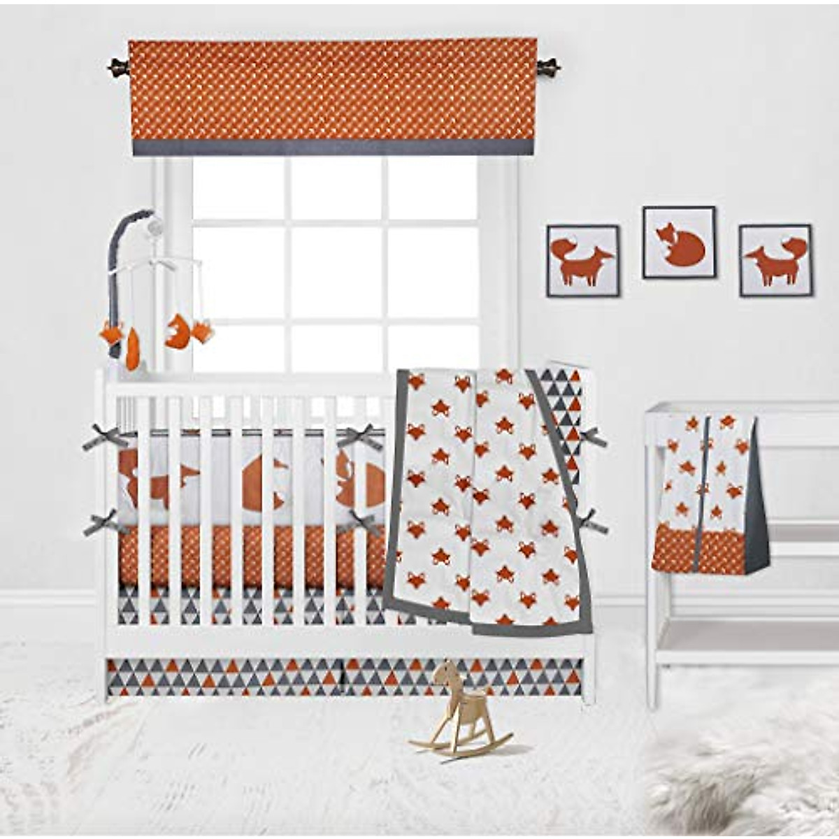 Bacati Triangles 2 Piece Crib Fitted Sheet, Orange/Grey (PFOG2CFS1)