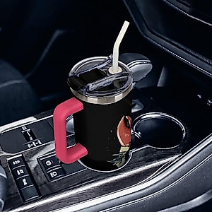 Red Lobster 40oz Water Bottle Double Wall Insulated Tumbler with Handle Leakproof Travel Mug Light Rose Red-style