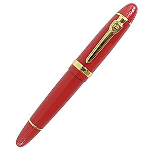 Gullor Heavy Big Rollerball Pen 159, Gold Trim, Black Ink(0.7mm), Red