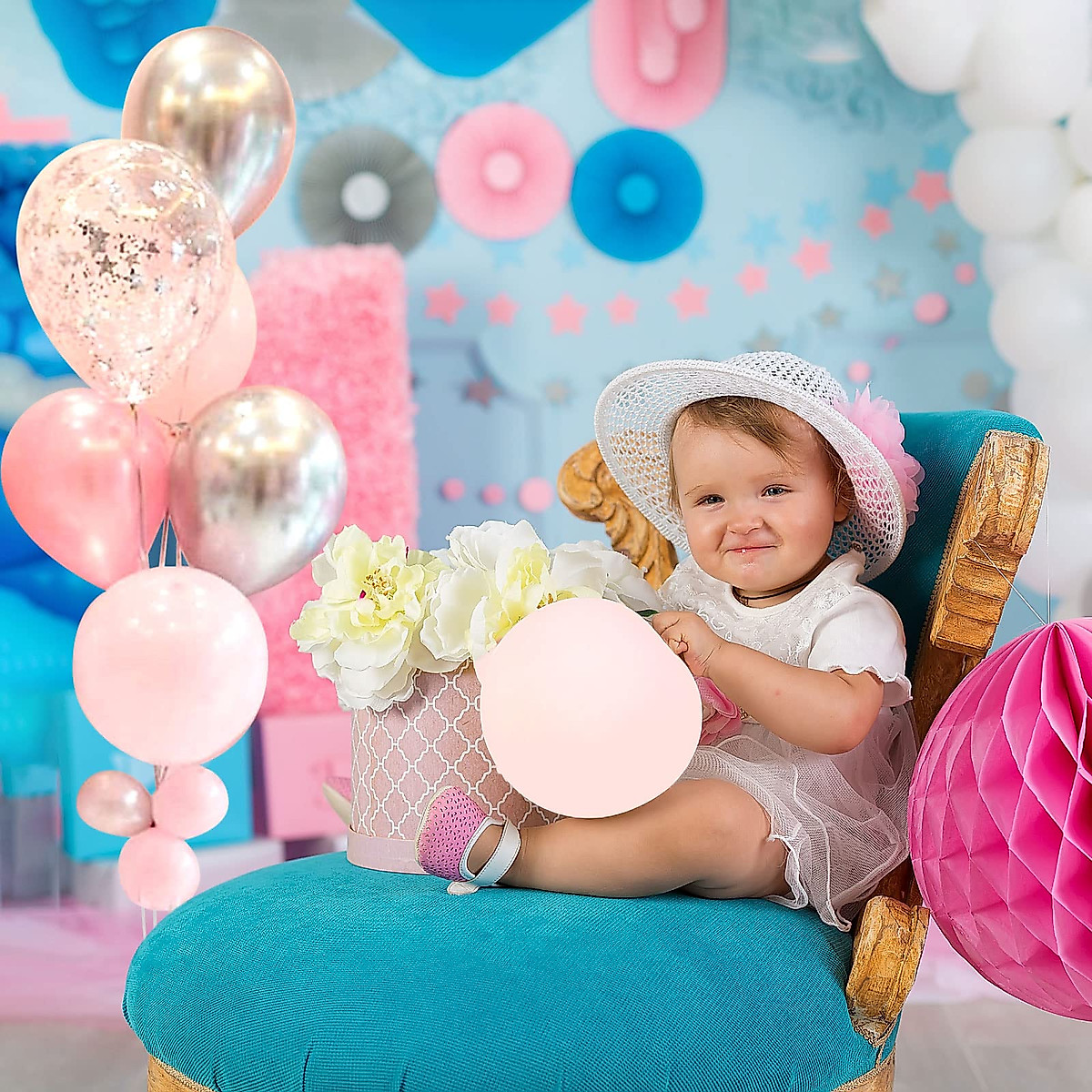 Pink and Silver Balloons 60pack, 5" 12" Silver Balloon and Light Pink Balloon for Birthday Retirement Bridal Shower Congrats Graduation Wedding Anniversary Suplies