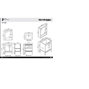 Fine Fixtures - Modern White 24" Bathroom Vanity Set, Satin Brass Hardware, Vireous China Sink Top