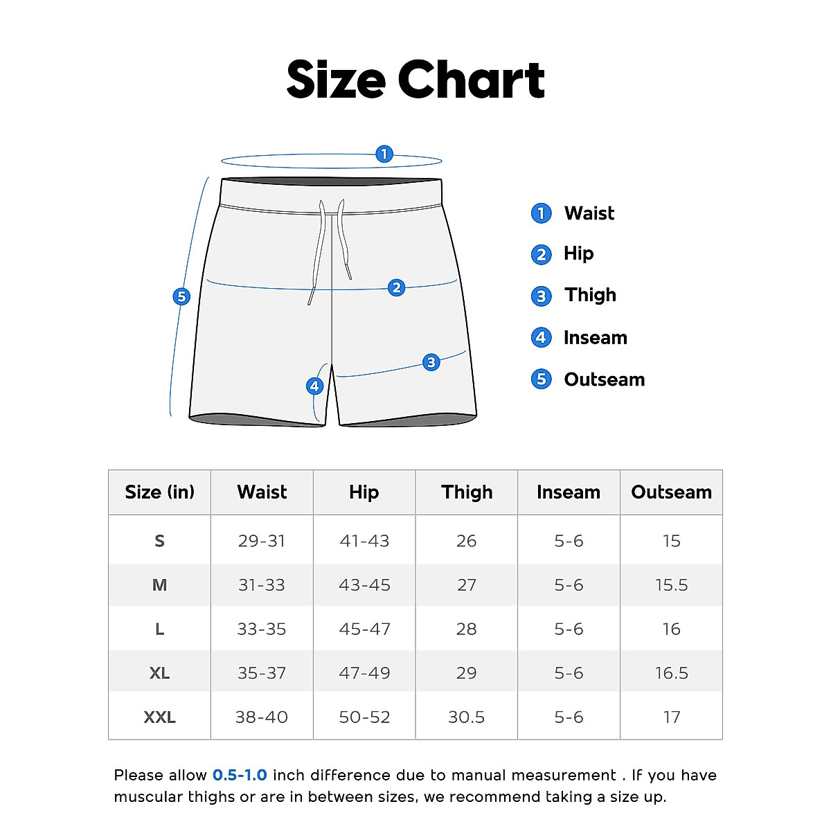 maamgic Men's 5 inch Inseam Shorts Pull-On Relaxed Fit Comfort Stretch Short Shorts with Pocket Washed Blue Large