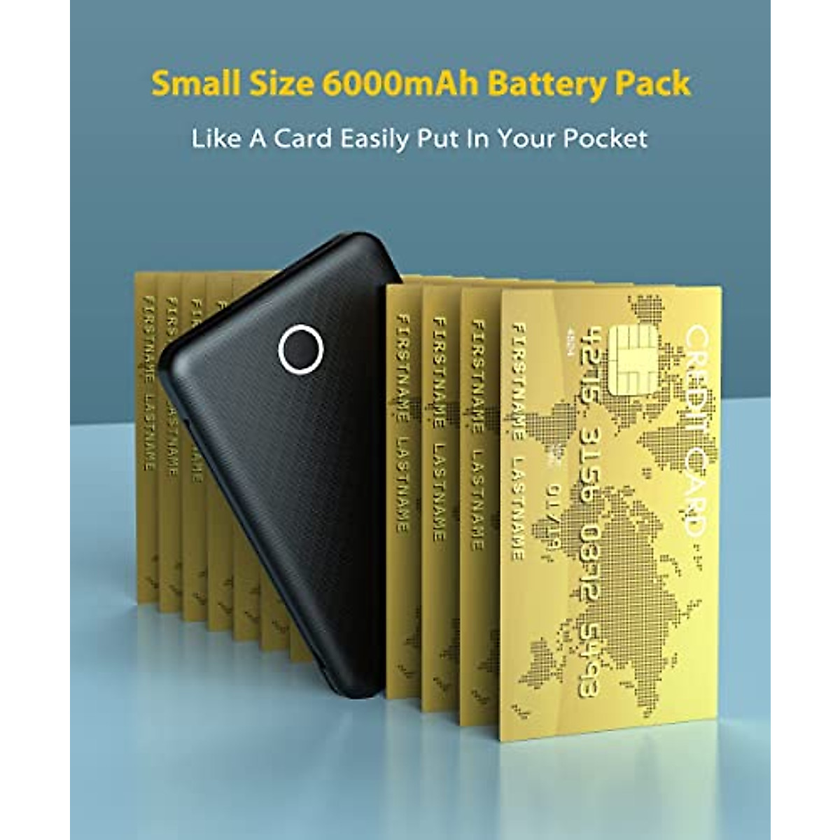 Portable Charger Small Size Built in Cable 6000mAh Power Bank, External Battery Pack Lightweight Backup Charger, Ultra Slim Battery Backup Charger for Cell Phones