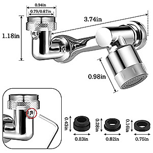 Faucet Extender, 1080° Rotating Faucet Extender Aerator, Splash Filter Faucet Aerator, Kitchen Tap Extend, Large-Angle Swivel Faucet Aerator Sink Face Wash Attachment with 2 water outlet modes