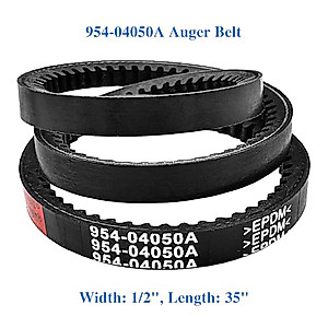 AILEETE 954-04050A Snow Thrower Auger Belt 1/2'' x 35'' for MTD Craftsman Troy-Bilt Cub Cadet Yard Man Yard Machines Snowblower, Replaces 754-04050 754-04050A 954-04050