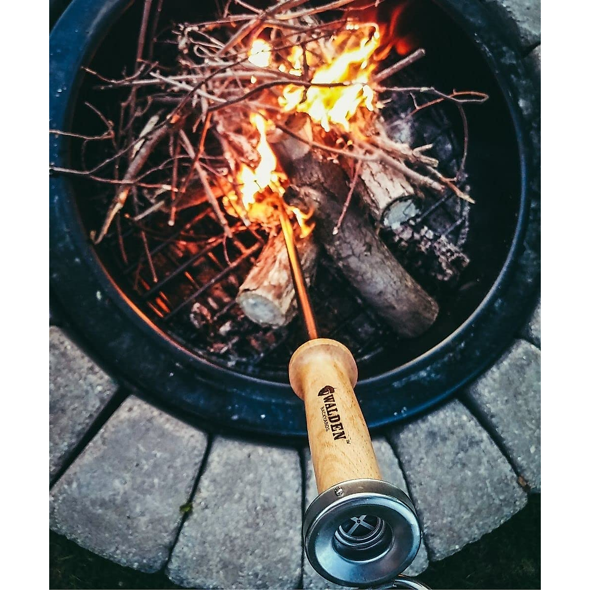 Walden Backyards Fire Pit Stoker Poker® L 33" - High Temperature Heavy Duty Steel Blow Through Airflow Valve Firepit Stoker Tool for Outdoor Pits and Campfire - Long Fire-Poker 33"