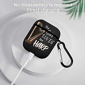 Harp Harpist Airpods Case Cover for Apple AirPods 2&1 Cute Airpod Case for Boys Girls Silicone Protective Skin Airpods Accessories with Keychain