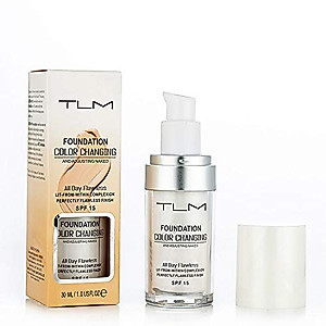 TLM Foundation Color Changing,TLM Colour Changing Liquid Foundation Hides Wrinkles & Lines, BB Cream Makeup Base Concealer Cover Moisturizing Fluid for all Skin Tone SPF15-30ML