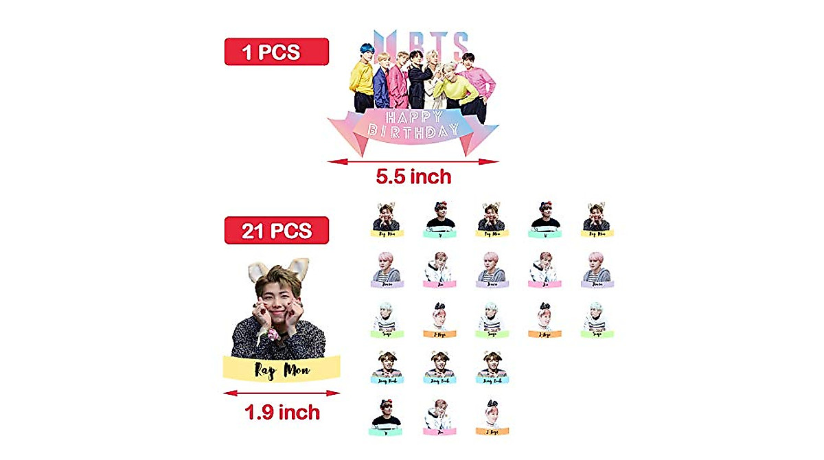 BTS Birthday Party Supplies – 22 Cake Toppers & Balloons