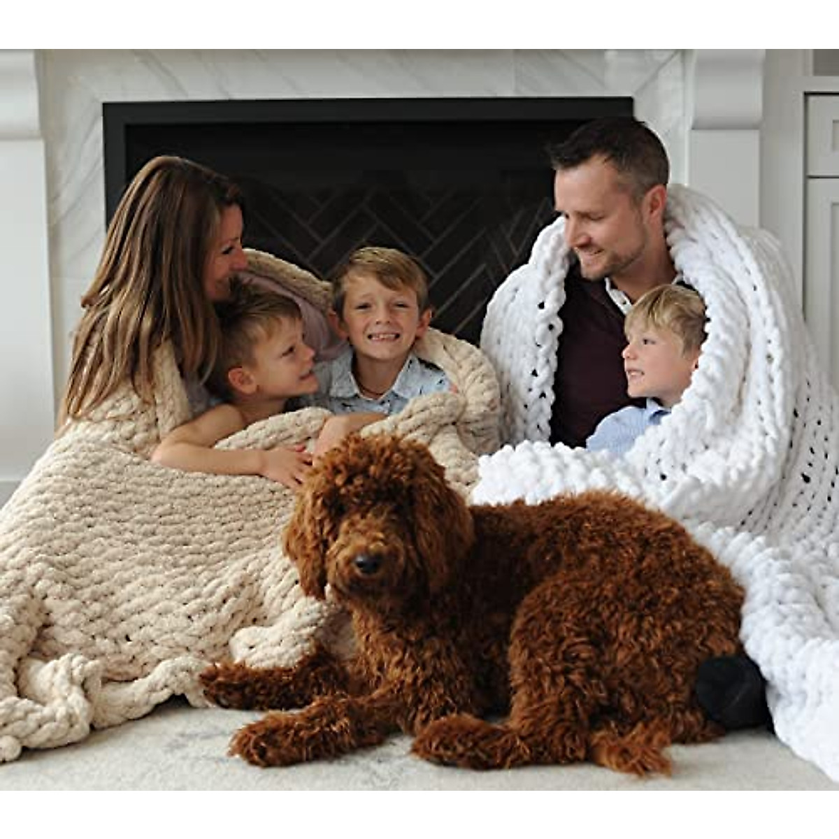 White Oak Village Chunky Knit Blanket Large Tight Knit Chunky Knit Blanket 50x70; Boho Throw; Tight Braid Cable Knit Throw for Sofa or Bed; Chenille Weighted Blanket 4.5lbs Soft Yellow